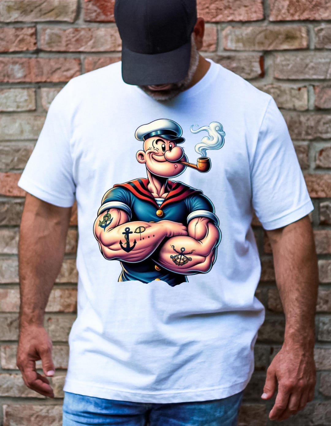 Retro Popeye the Sailor Man Graphic Tee for Cartoon Fans : Digital PNG ...