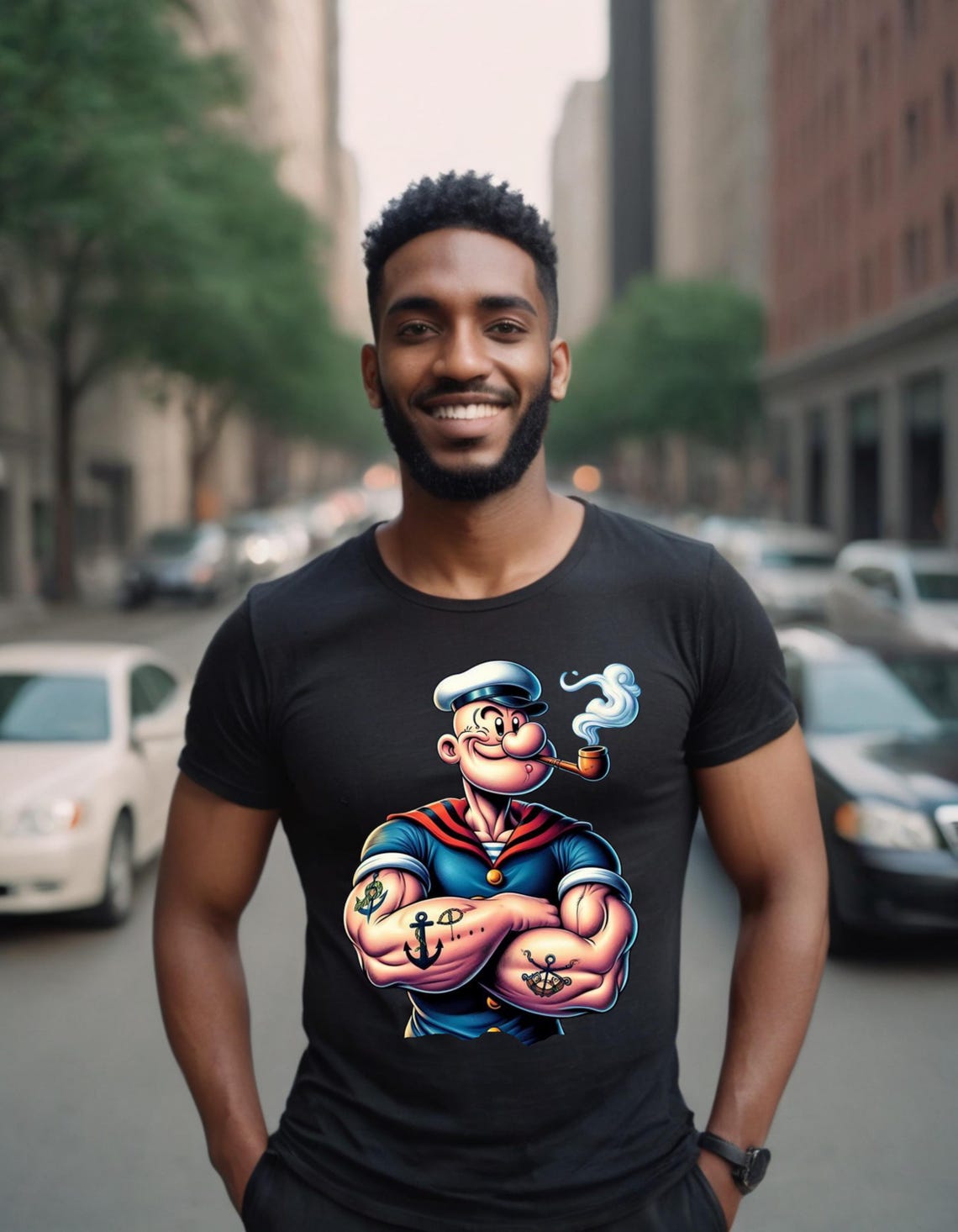 Retro Popeye the Sailor Man Graphic Tee for Cartoon Fans : Digital PNG ...