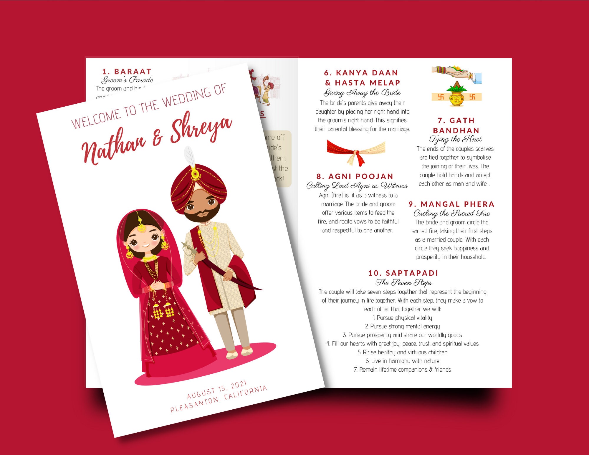 Hindu Wedding Program Indian Wedding Ceremony Program Hindu | Etsy