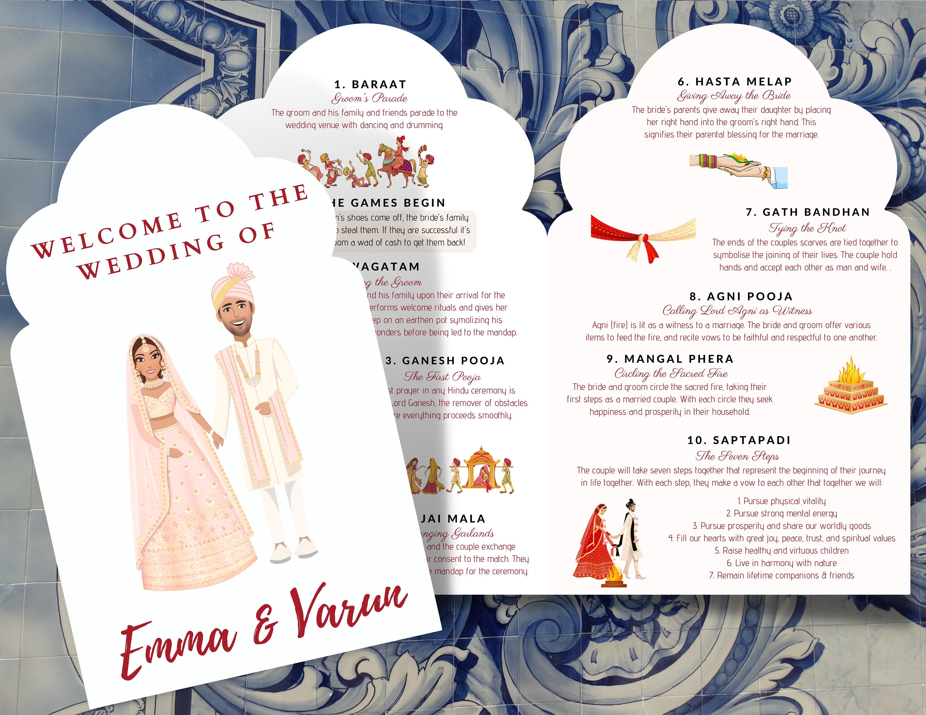 Hindu Wedding Program Indian Wedding Program Custom Wedding - Etsy