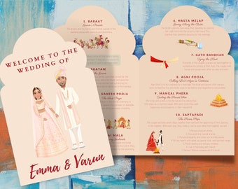 Hindu Wedding Program Indian Wedding Program Custom Wedding - Etsy