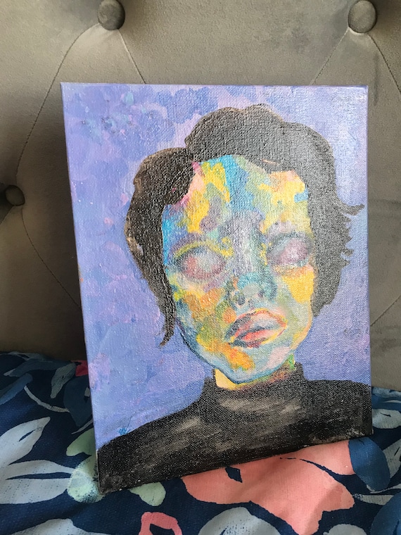 Cryptic girl acrylic painting 10x8 | Etsy