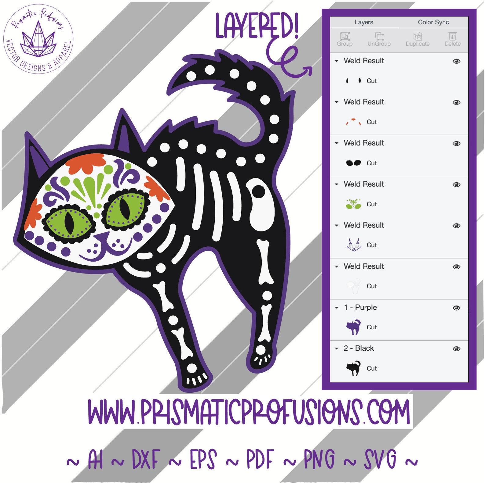 Sugar Skull Cat Sugar Skull Cat SVG Sugar Skull Cat Clipart - Etsy