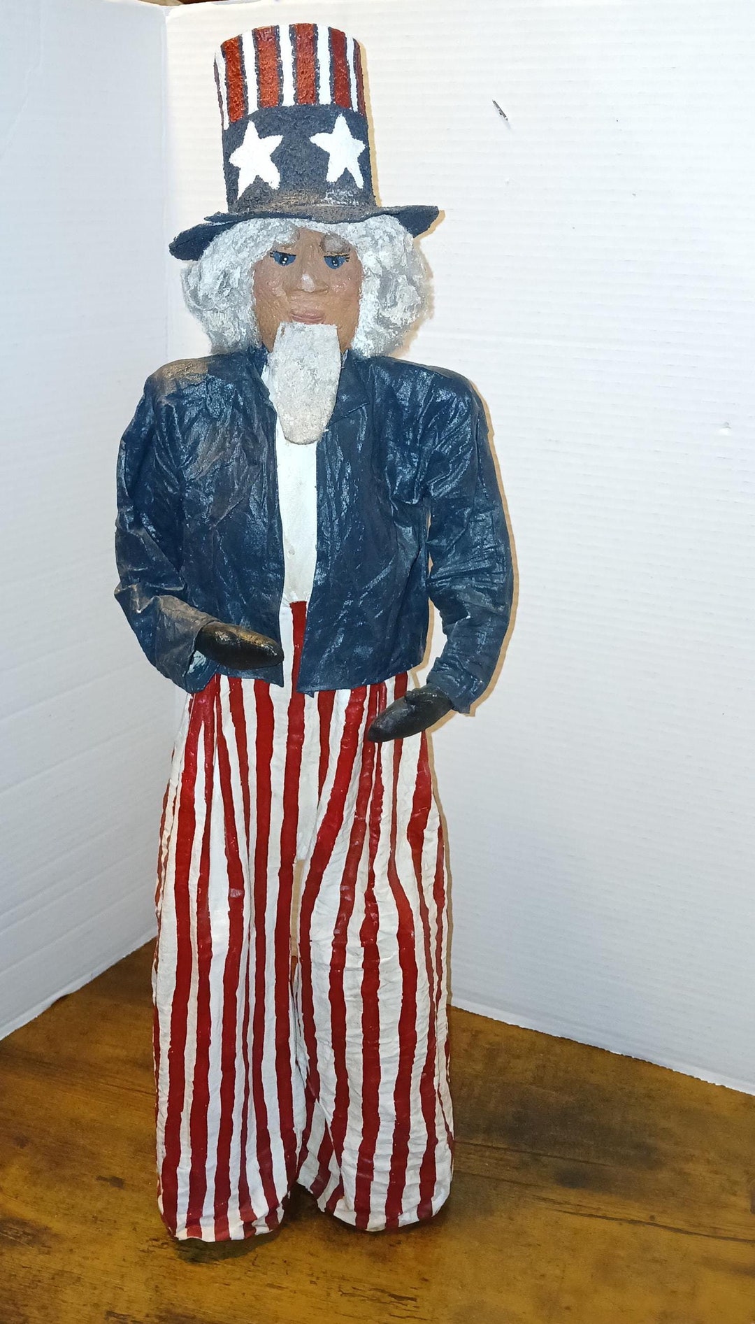 Rare Hand Made Large Paper Mache Uncle Sam 25" Figure Signed by Artist ...