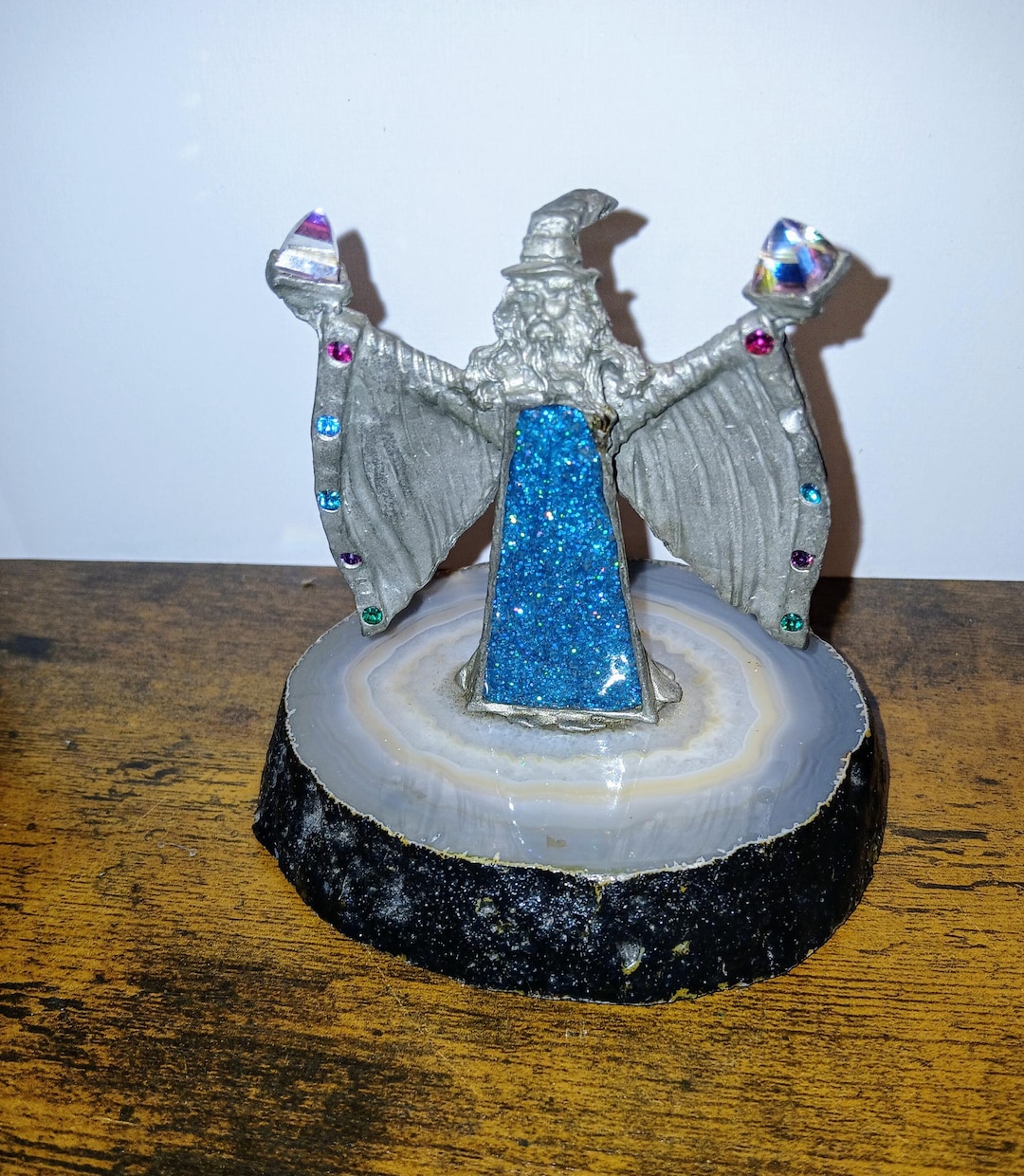 Hudson Pewter Wizard With Prism Mirror Rhinestones Holding Glass ...