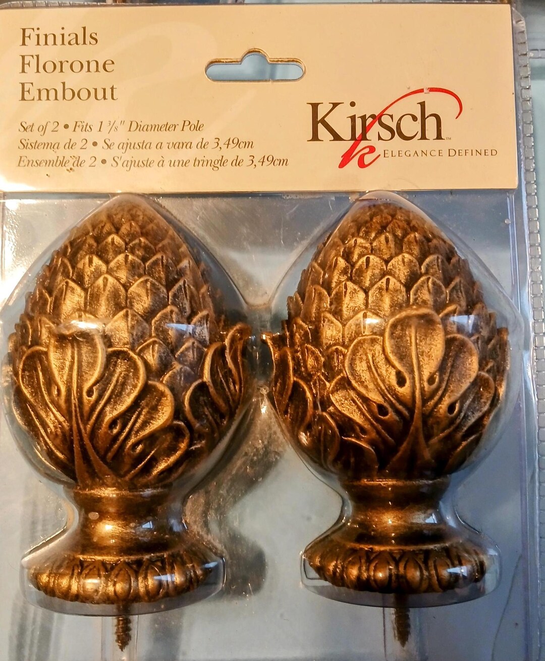 New Anodized Bronze Set of 2 Finials Fits 1 3/8" Pole Diameter by ...