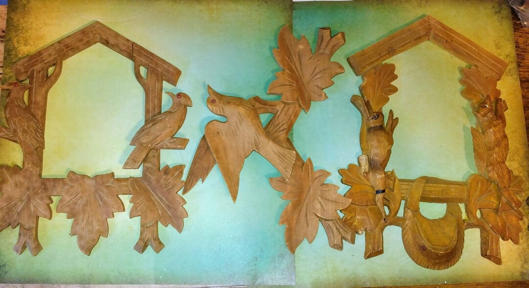 Hand Craved Wood Cuckoo Clock Front Trim or Wood Cuckoo Clock Top Crown ...