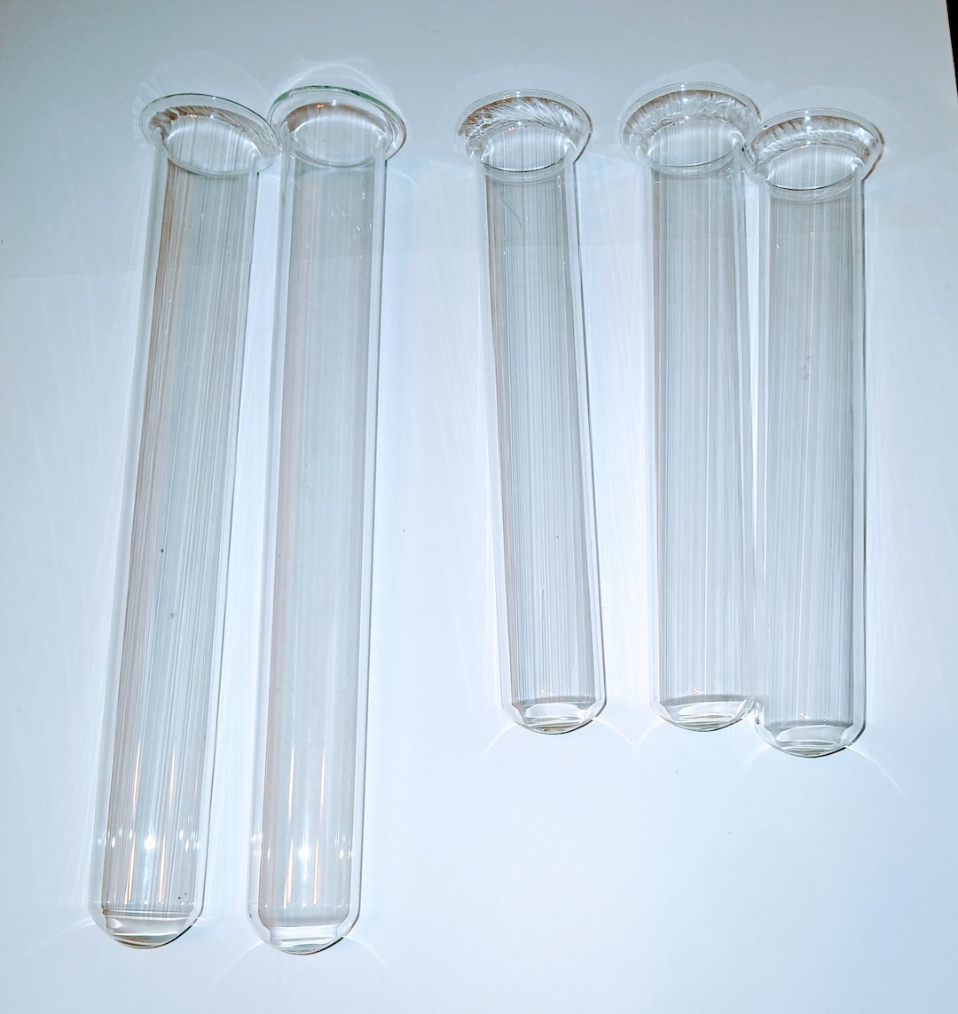 Test Tubes Rimmed Borosilicate Glass Set of 2 Tubes 8" or 6" Set of 3 ...