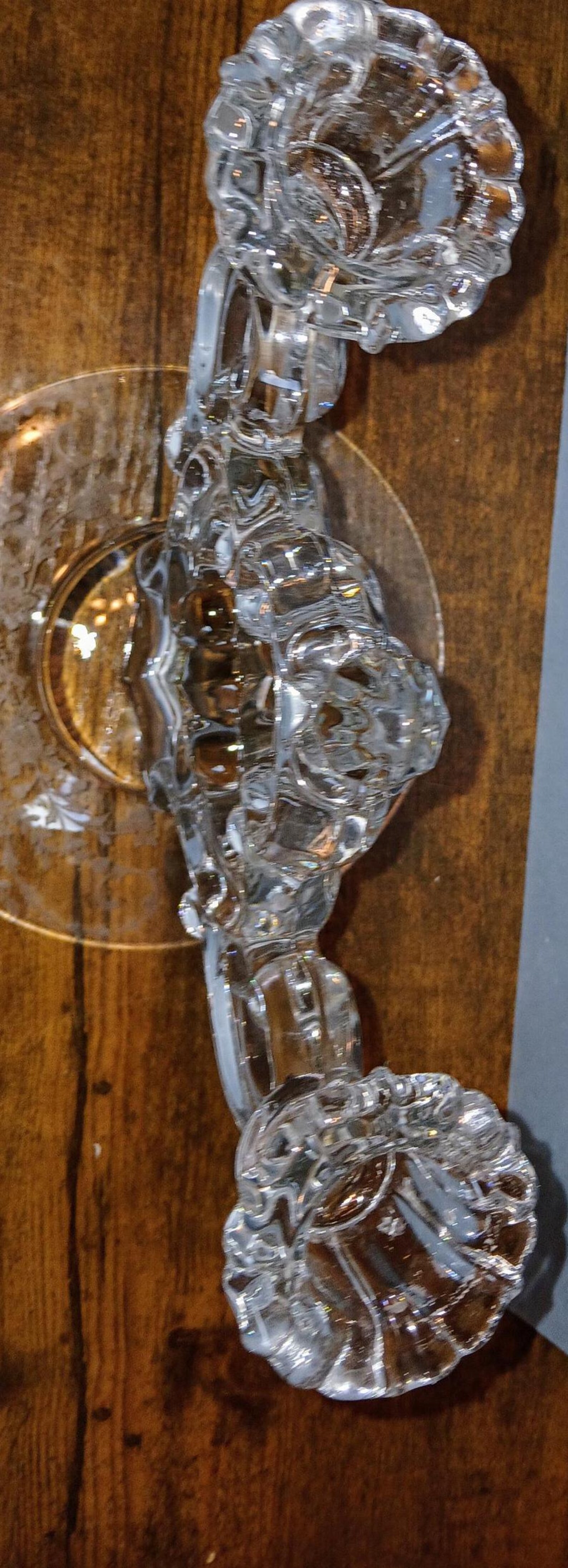 Cambridge Glass Rose Point Pattern Keyhole Round Base 2 Candlesticks ...