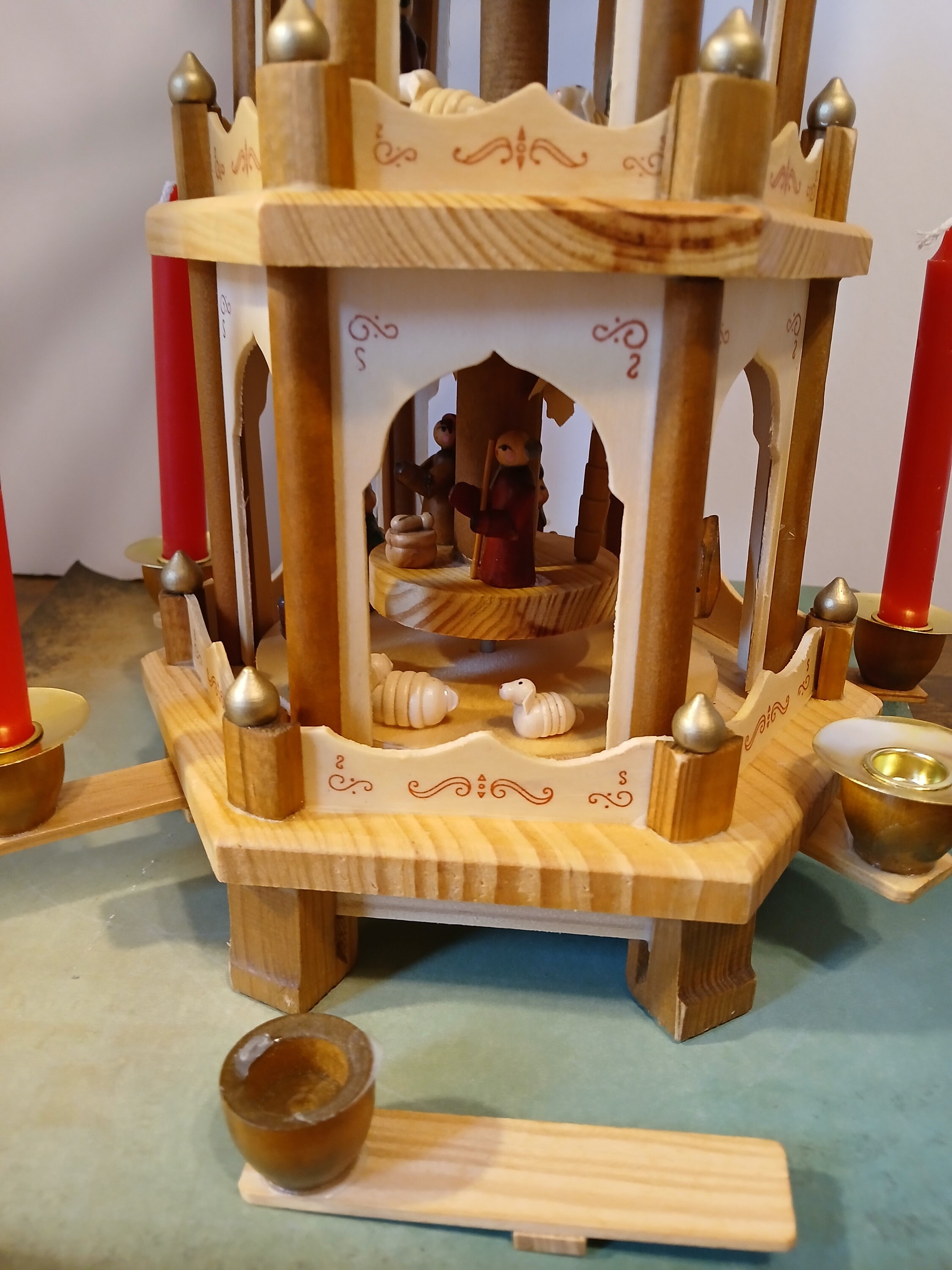 Wooden Tradition Erzebirge 3 Tiered Pyramid Carousel With Nativity ...
