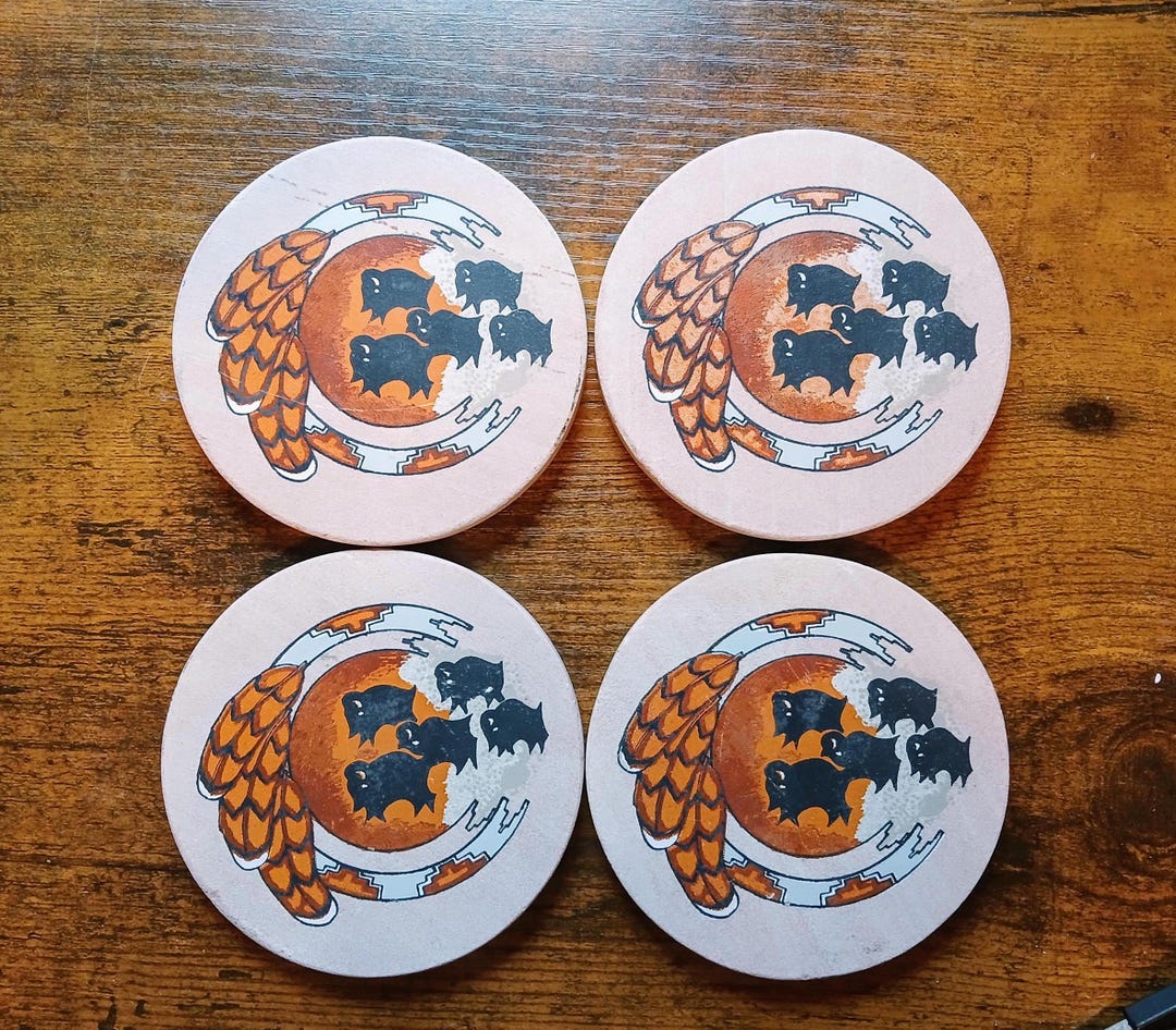 Thirstystone Natural Sand Buffalo Set of 4 Round Coasters With Cork ...