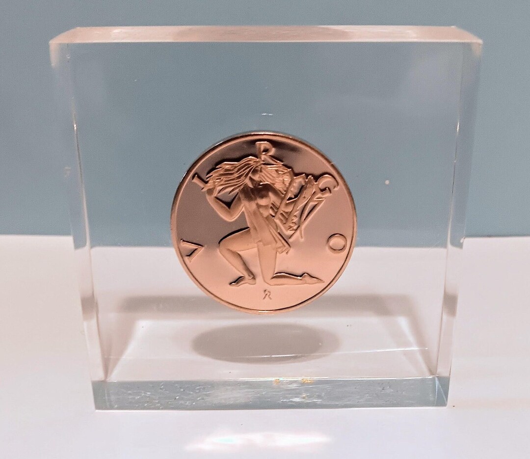 Franklin Mint Zodiac Virgo Bronze Coin Encased Lucite Block Used - Etsy