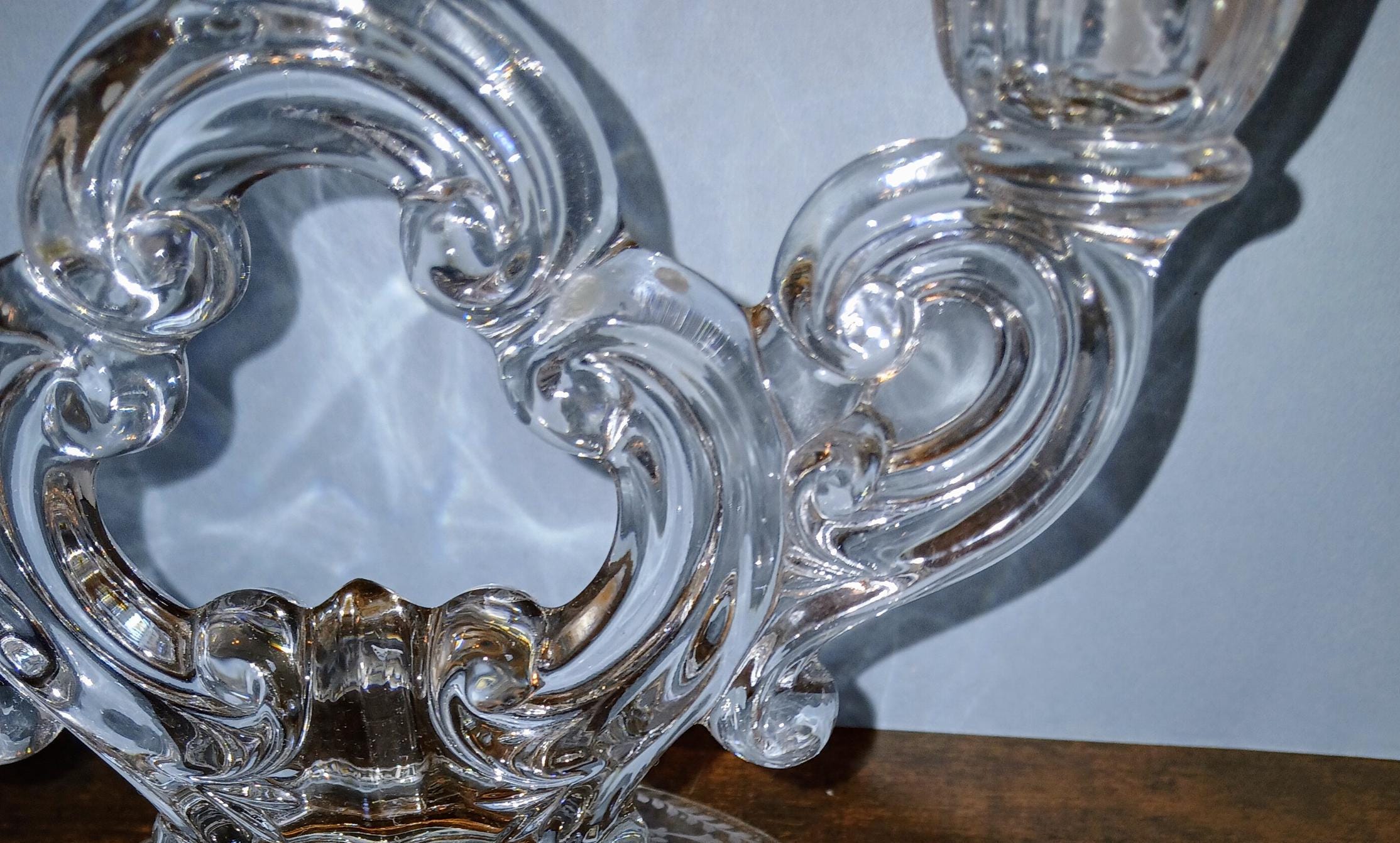 Cambridge Glass Rose Point Pattern Keyhole Round Base 2 Candlesticks ...