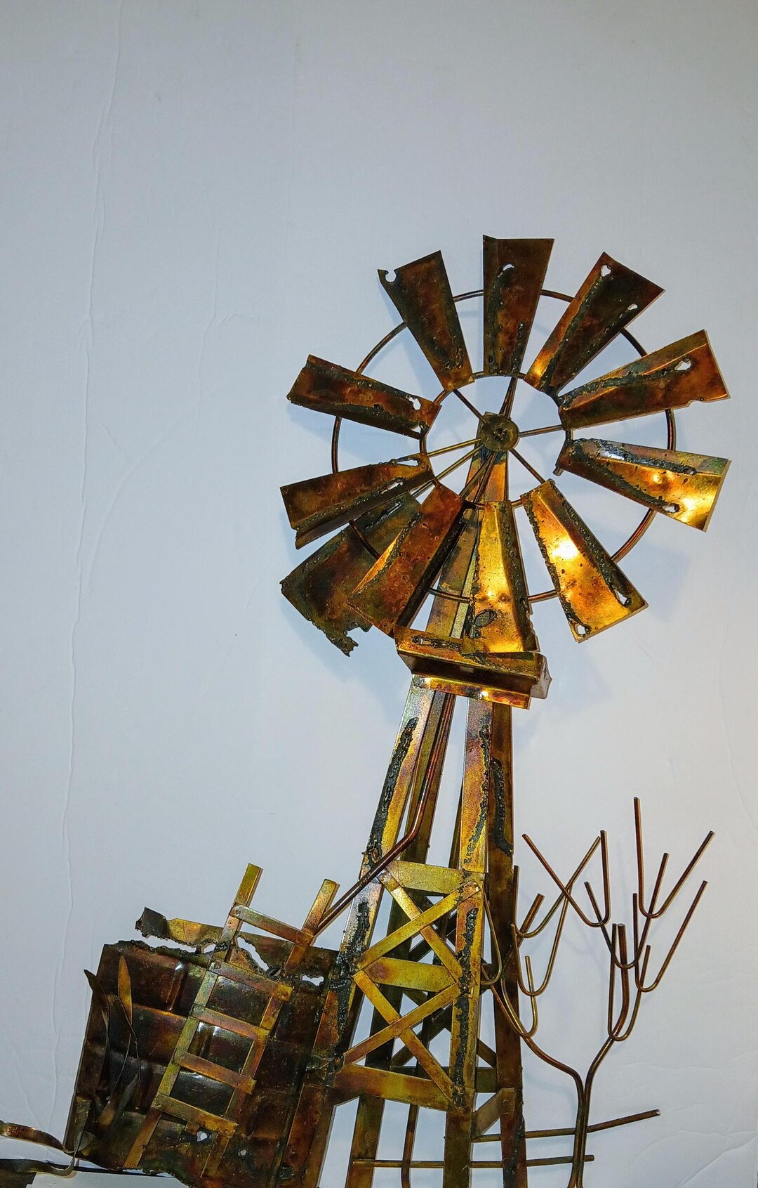 Hand Crafty Old Rustic Copper Metal Windmill in a Field 19" Wall ...