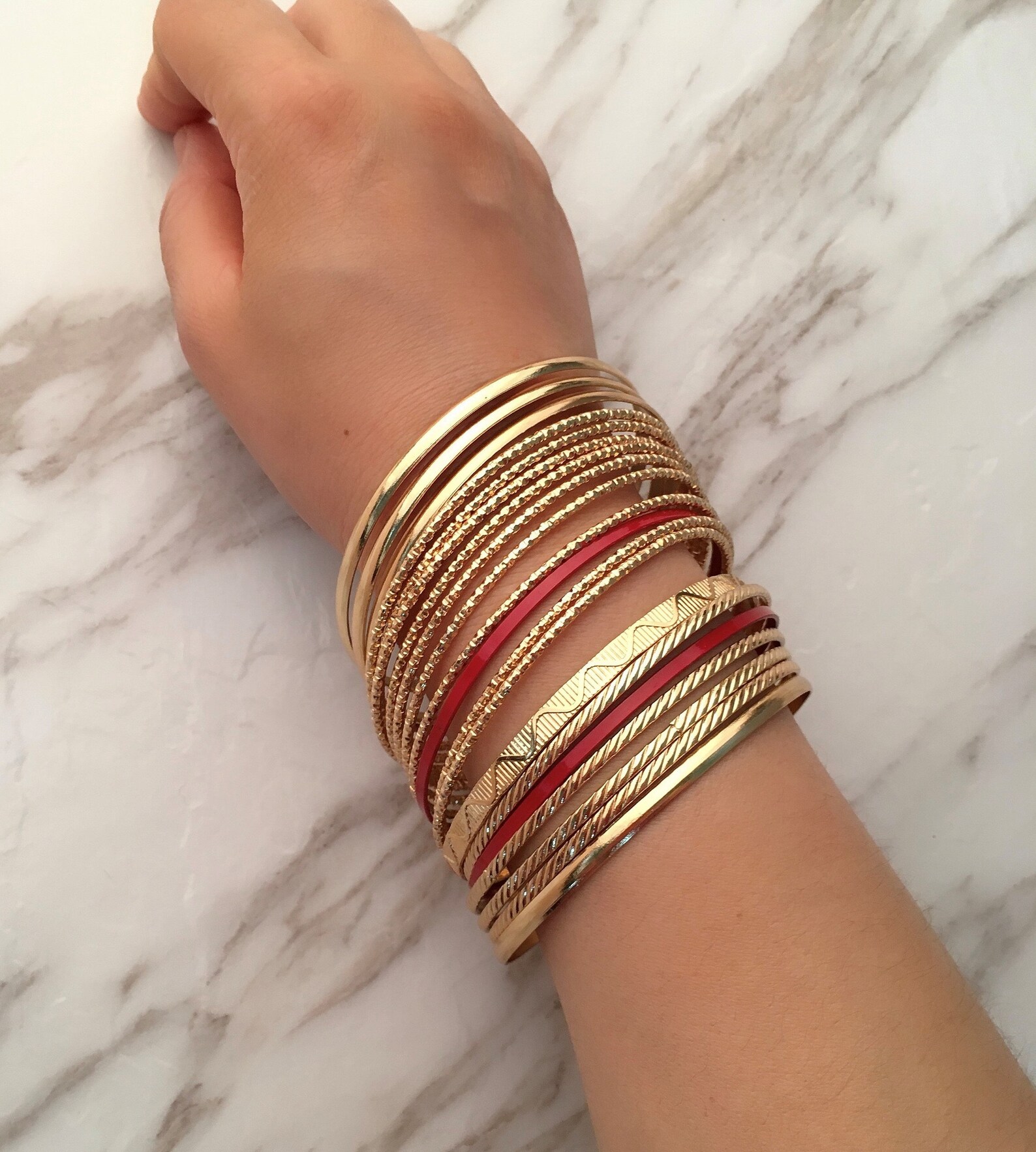 Multiple Textured Plain Metal Bracelets & Bangles Set for - Etsy