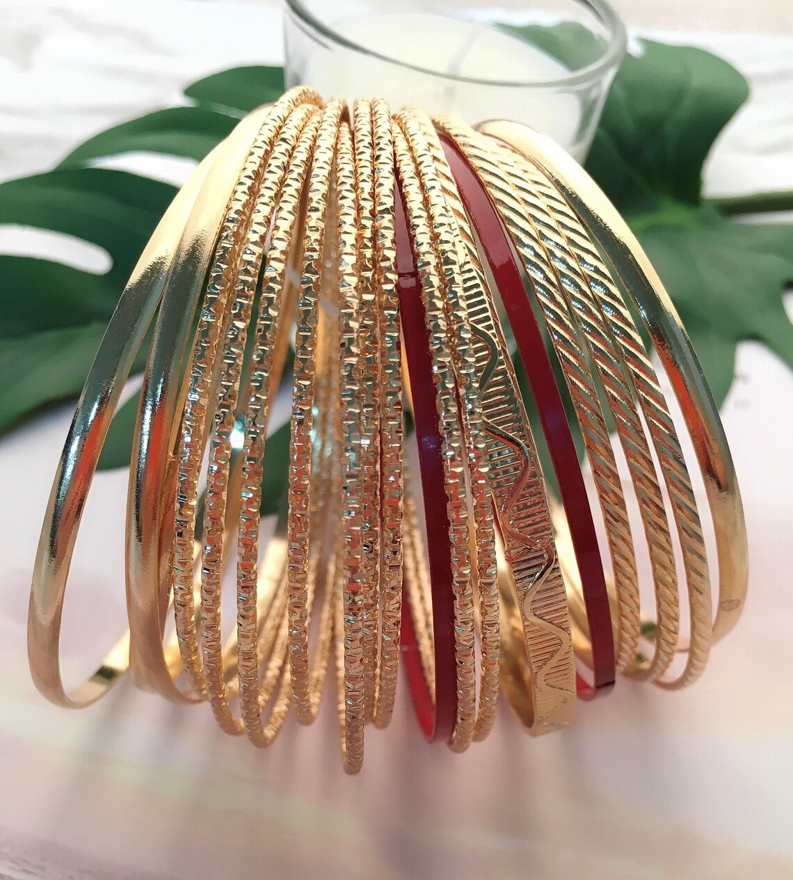 Multiple Textured Plain Metal Bracelets & Bangles Set for - Etsy