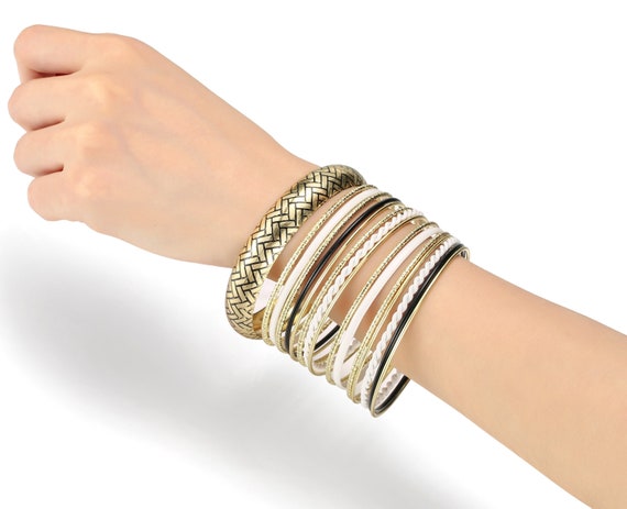 Colorful Painting Enamel Coating Metal Bangle Bracelets Set | Etsy