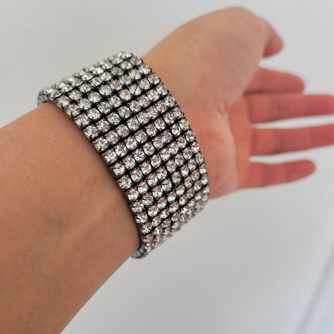 8 Rows Crystal Rhinestone Stretch Bracelet , Bling Shining Bracelet ...