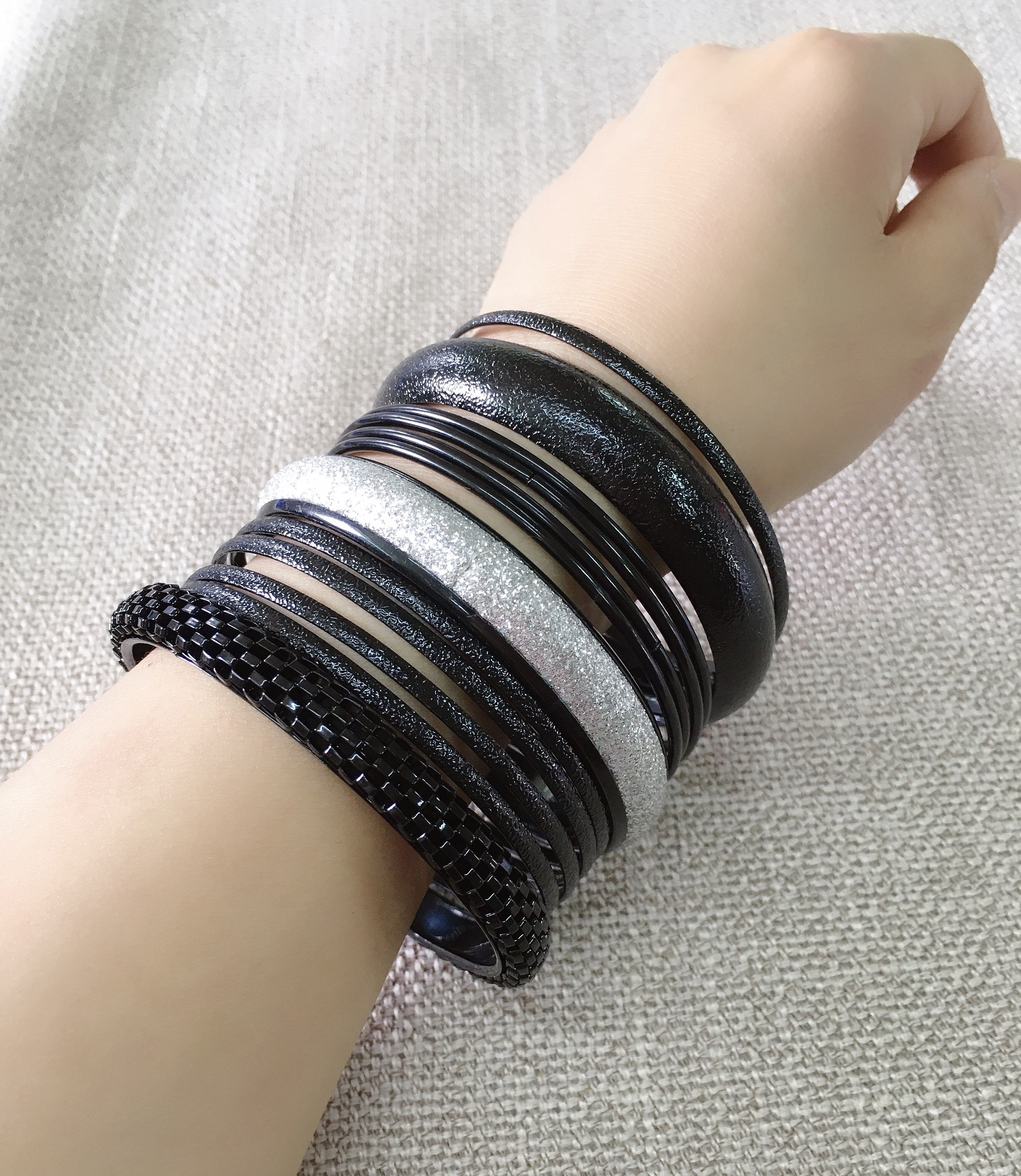 Multiple Trendy Metal Bangle Bracelets Set 12pcs/set Black - Etsy