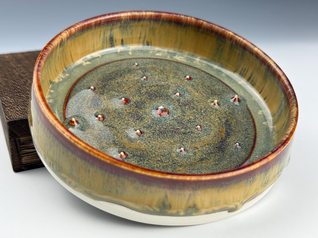 Handmade Pottery Soap Dish With Drippy Earth Tone Glaze Raised Bumps ...