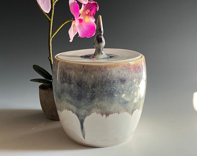 Handmade Ceramic Pottery Cookie Jar or Crock With Fancy Knob, Finial on ...