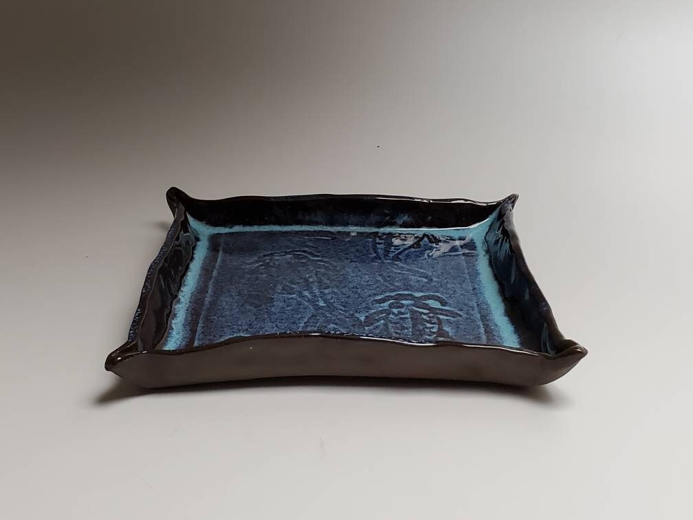 Handbuilt Small Ceramic Pressed Slab Plate With Coy Fish | Etsy