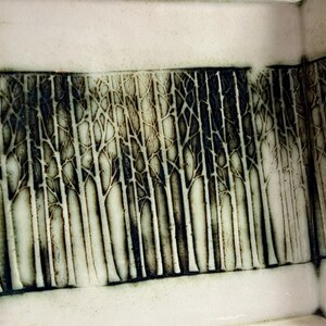Handbuilt Small Ceramic Pressed Slab Plate With Tree Line Forrest ...