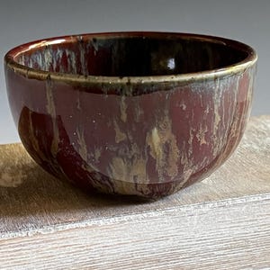 Small Firebrick Red Handmade Ceramic Porcelain Bowl With Multicolored ...
