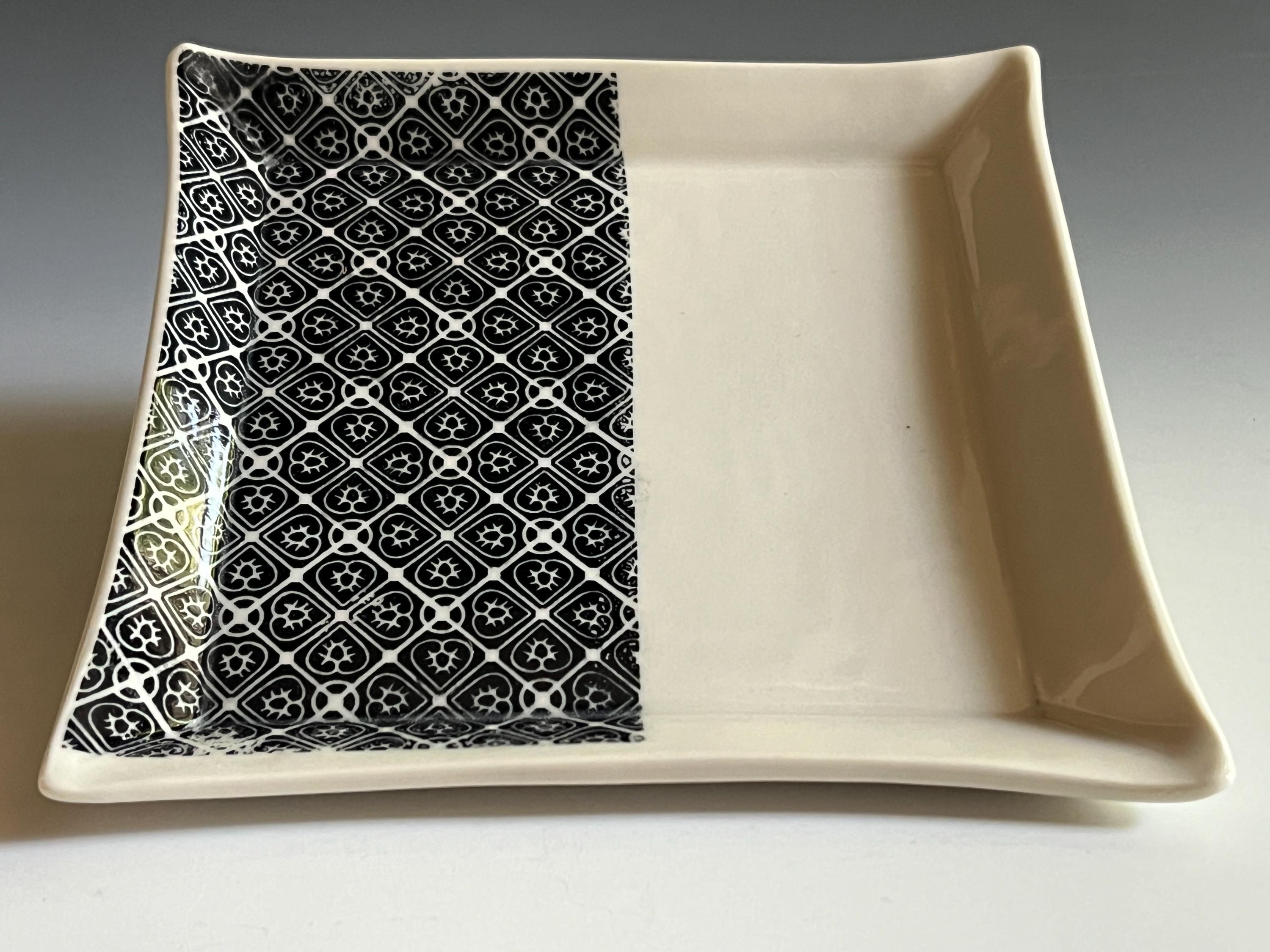 Handmade Ceramic Square Plate With Spade Pattern Kitchen and Dinner ...