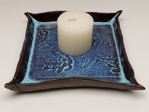 Handbuilt Small Ceramic Pressed Slab Plate With Coy Fish | Etsy