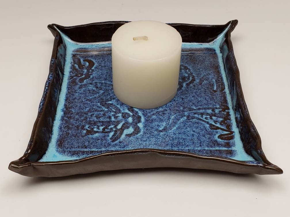 Handbuilt Small Ceramic Pressed Slab Plate With Coy Fish | Etsy