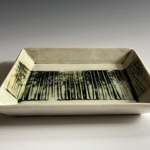 Handbuilt Small Ceramic Pressed Slab Plate With Tree Line Forrest ...