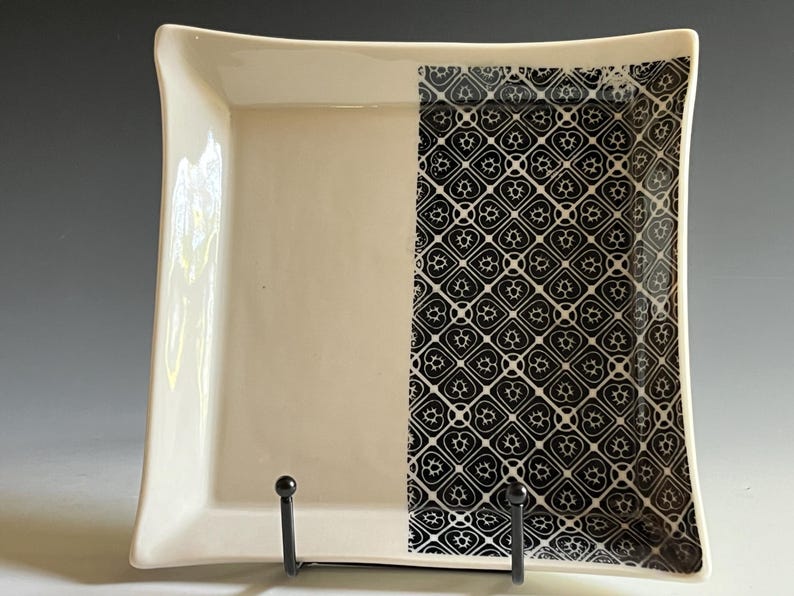 Handmade Ceramic Square Plate With Spade Pattern Kitchen and Dinner ...