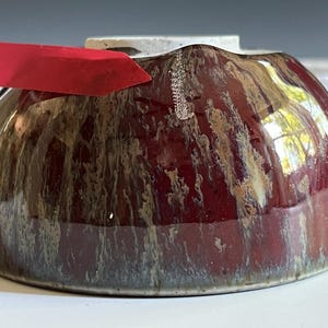 Small Firebrick Red Handmade Ceramic Porcelain Bowl With Multicolored ...