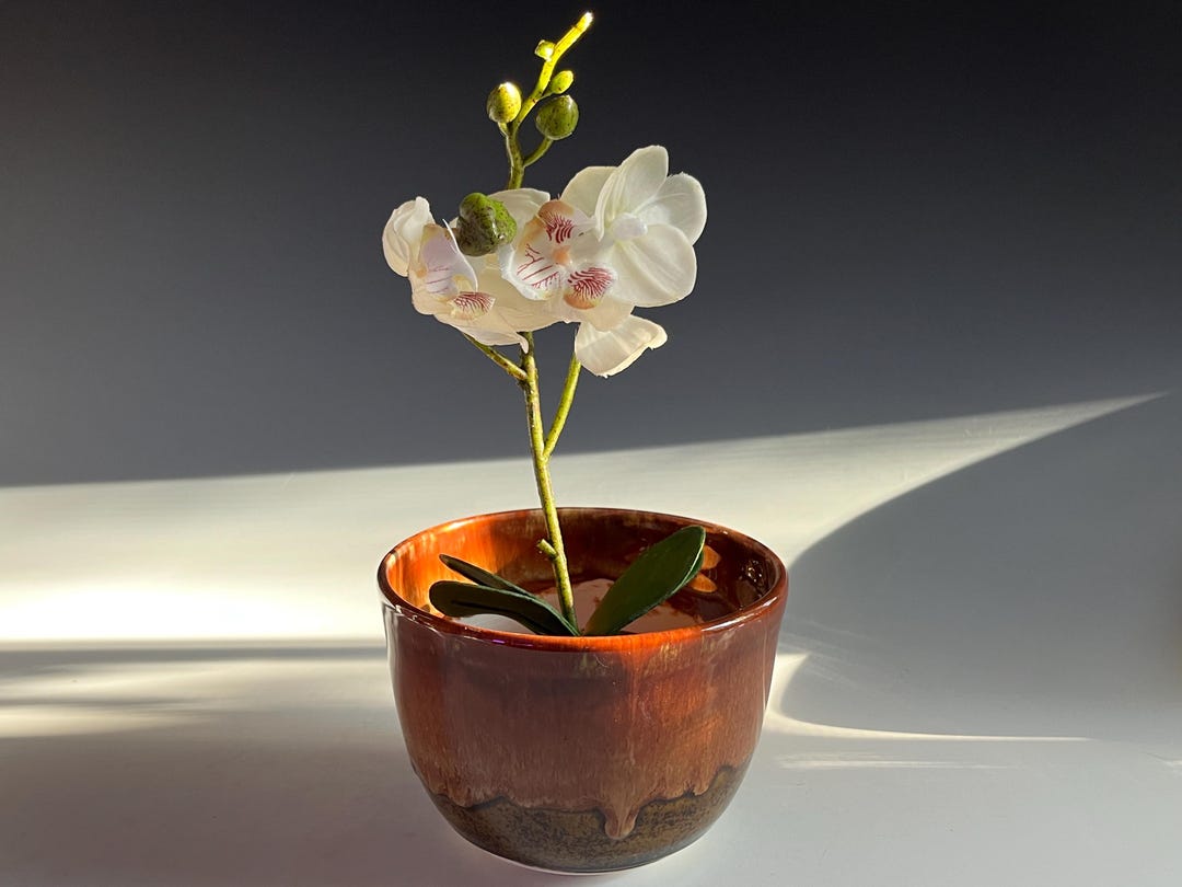 Handmade Porcelain Red, Orange, Fire Lava Ceramic Pot With Carved ...