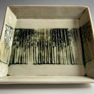 Handbuilt Small Ceramic Pressed Slab Plate With Tree Line Forrest ...