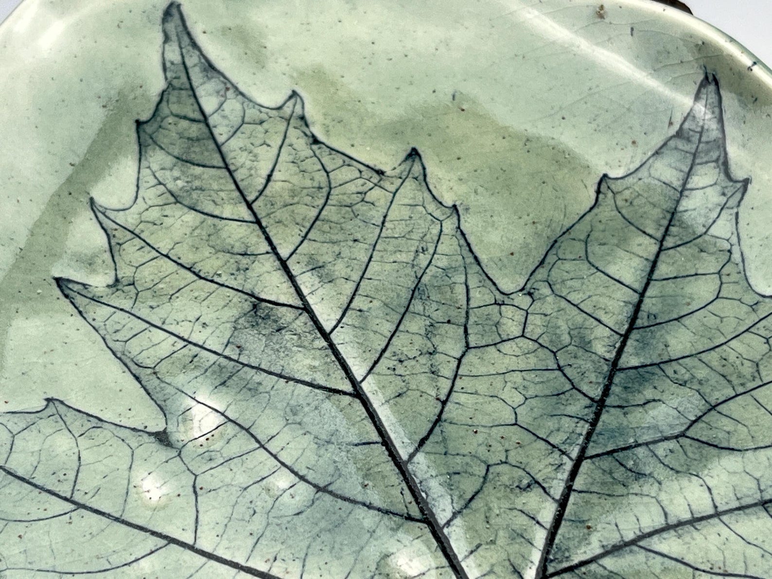 Handmade Green Leaf Plate, Ceramic Porcelain Platter, Stoneware ...