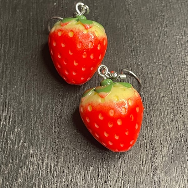 Strawberry Earrings - Etsy