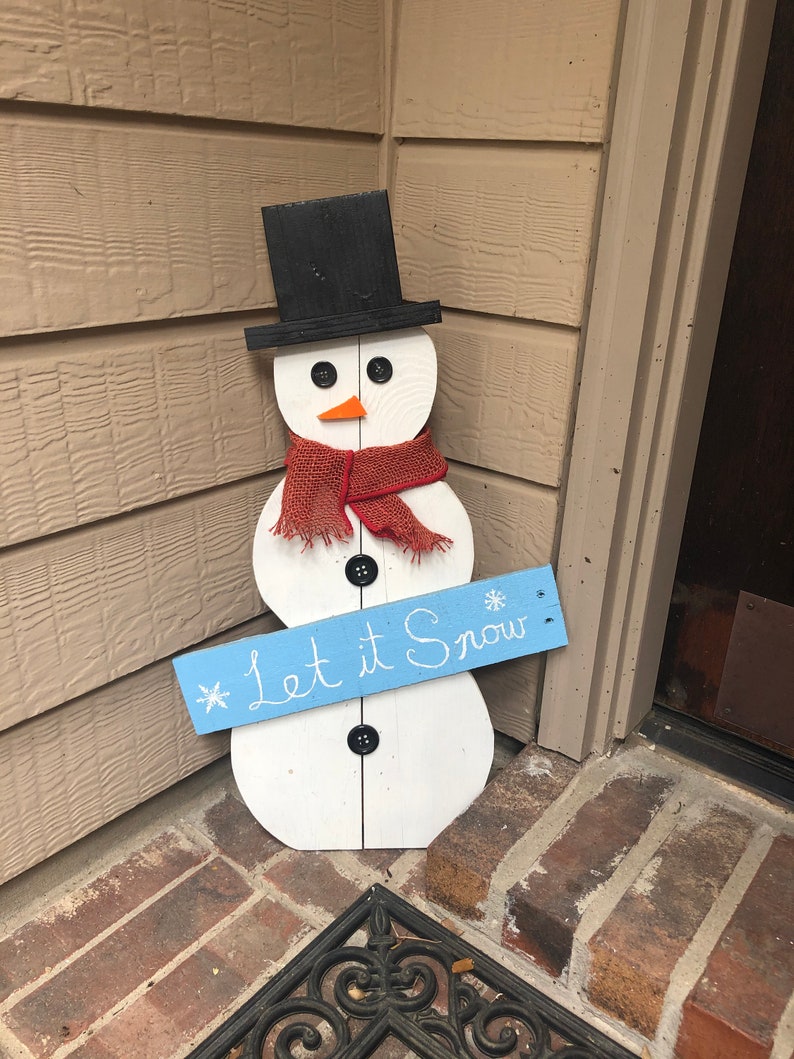 Reclaimed wood Rustic Farmhouse Snowman | Etsy