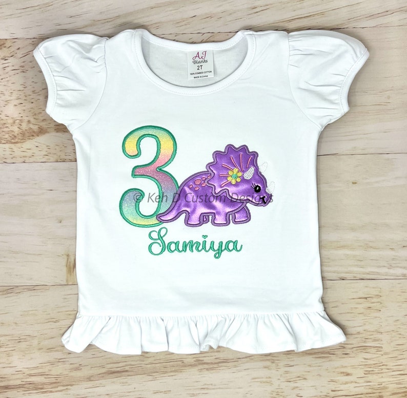 Girl Dinosaur Birthday Shirt Girls 3rd Birthday Shirt - Etsy