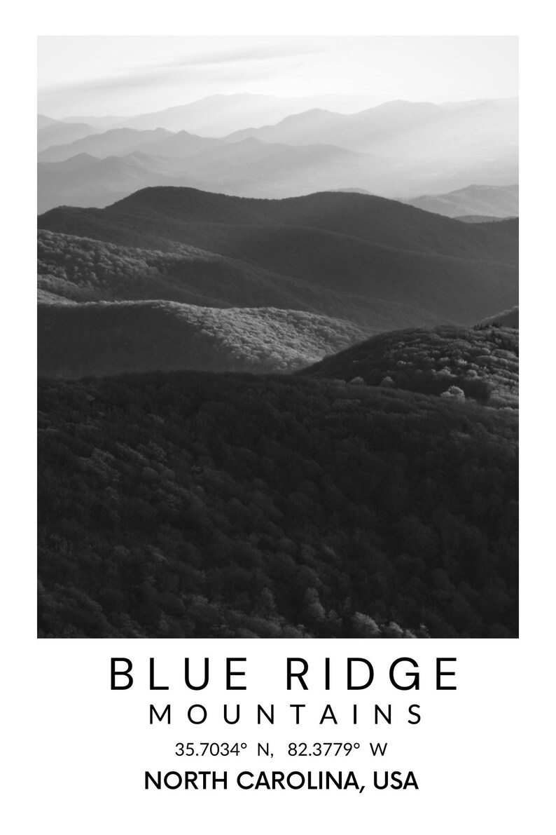 Blue Ridge Mountains Poster Sunset Photo Mountain Print - Etsy
