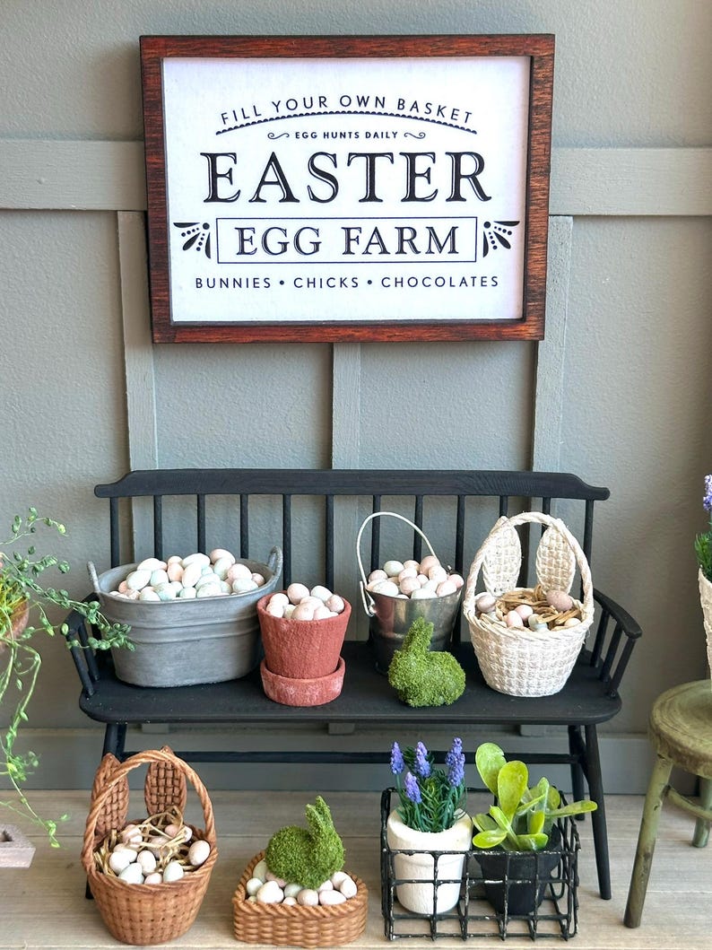 Easter Egg Farm Wood Framed Miniature Sign | Choose Your Size ...