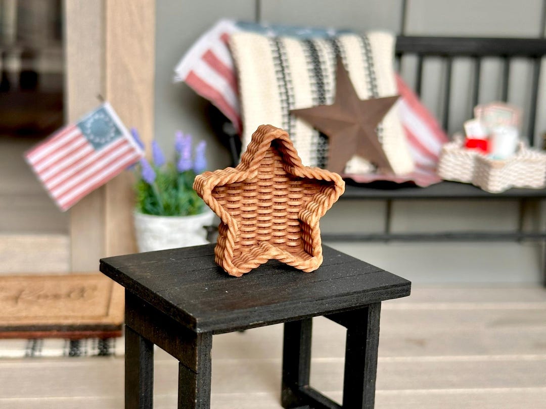 Miniature Wicker Star Basket in 1:12 Scale | Dollhouse Décor | Handmade ...