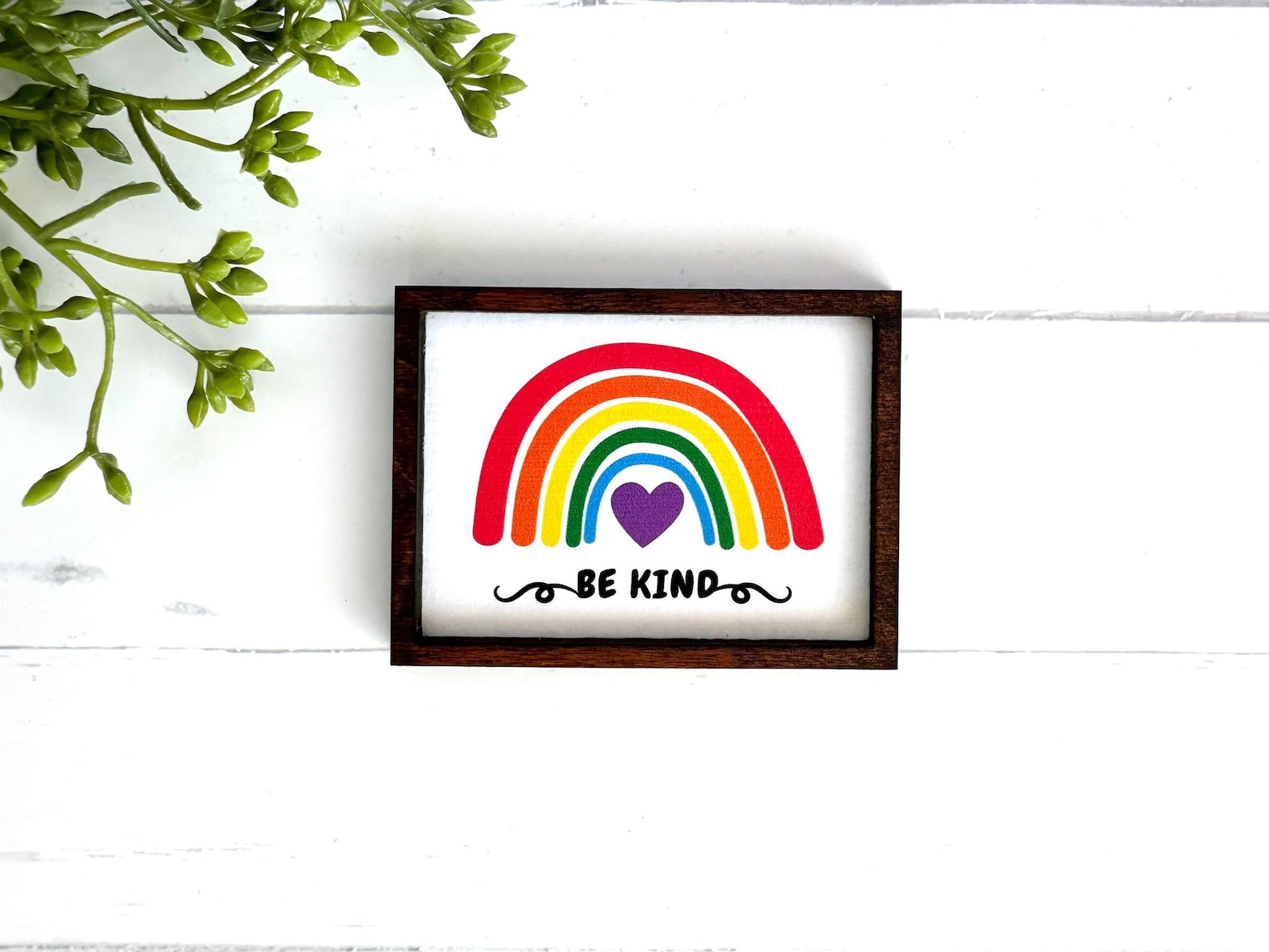 Be Kind Rainbow Wood Framed Miniature Sign | Choose Your Size ...