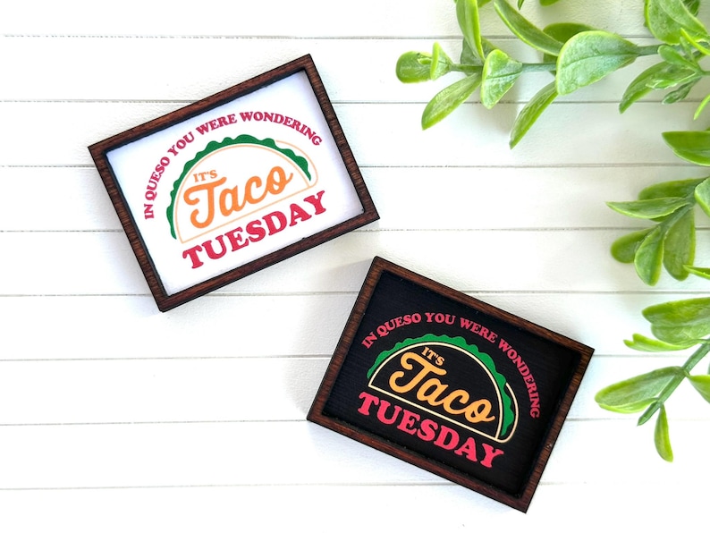 Taco Tuesday Wood Framed Miniature Sign | Choose Your Size | Ornament ...