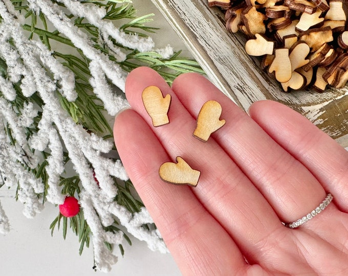 Extra Tiny Wood Mittens Cut Outs Wood Confetti DIY Crafts Tiered Tray ...