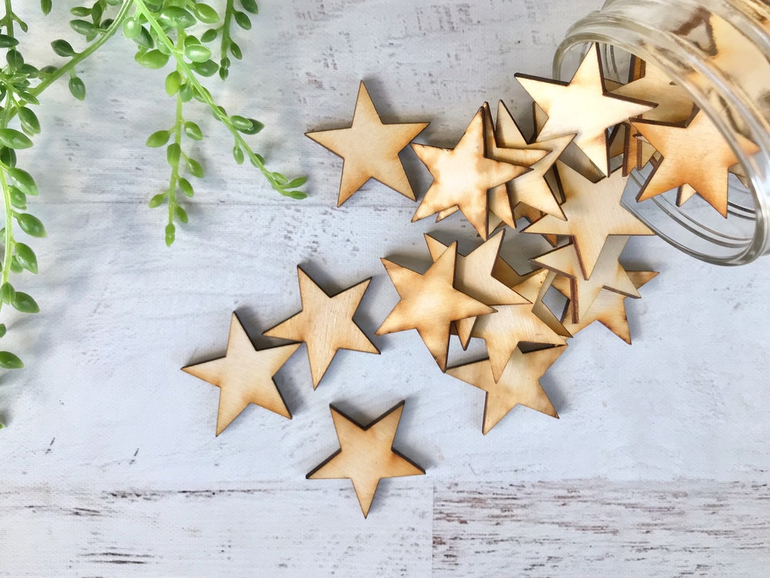 Set of 25 Miniature Wood Star Cut Outs DIY Crafts Tiered - Etsy