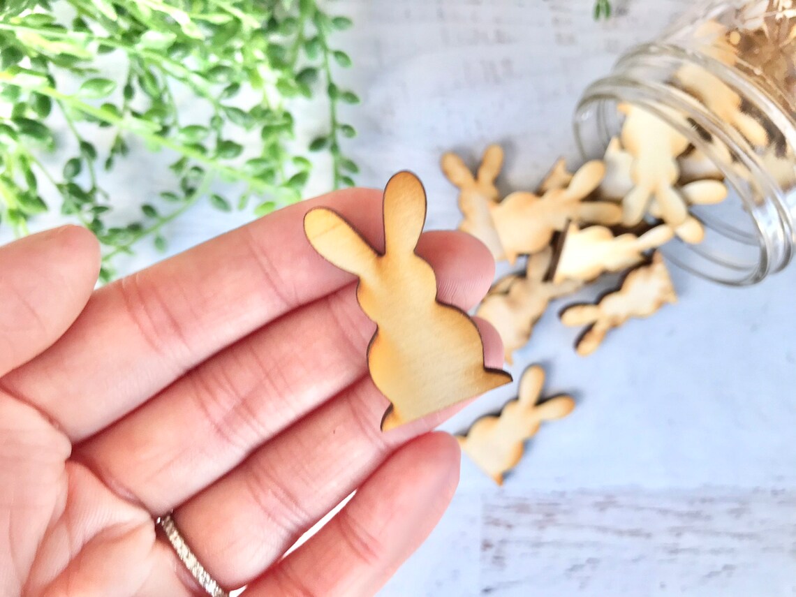 Set of 25 Miniature Wood Bunny Cut Outs DIY Crafts Tiered - Etsy