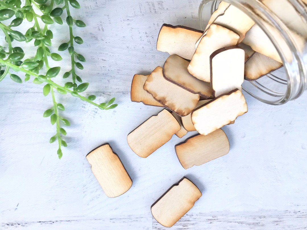 Set of 25 Miniature Wood Mason Jar Cut Outs DIY Crafts Tiered Tray ...