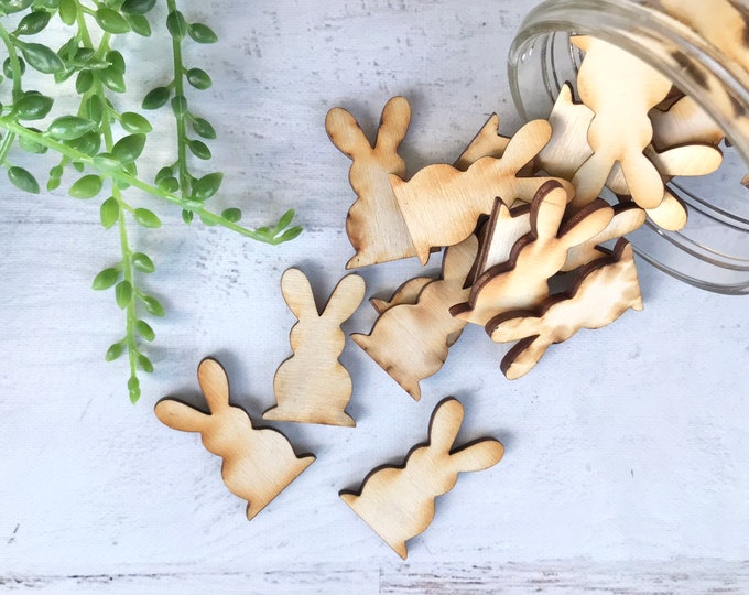 Set of 25 Miniature Wood Bunny Cut Outs DIY Crafts Tiered - Etsy